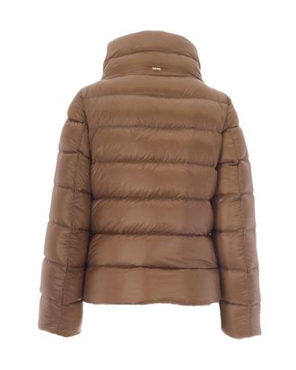 Herno Womens Quilted Nylon Cape Camel Jacket
