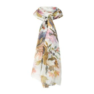 Codello Femme, Accessoires, Multicolore, Taille: ONE Size Foulard en soie florale à bords effilochés