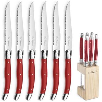Lou Laguiole 2511RDK000K35 6 Steakmesserblock, Edelstahl, Rot, Einheitsgröße