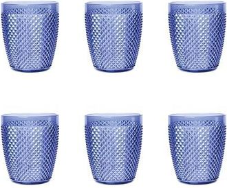 Excelsa Diamond Set mit 6 blauen Gläsern, bruchsicherer Kunststoff, Fassungsvermögen 400 ml, wiederverwendbar