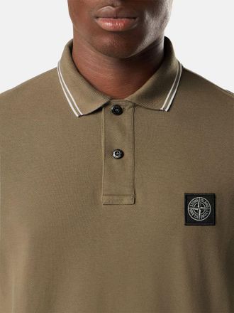 Stone Island Striped Tipped Polo - Khaki
