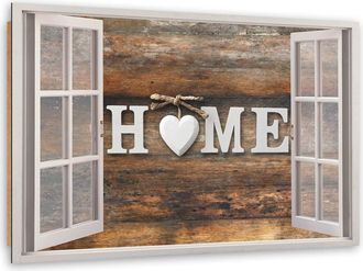 Feeby Wandbilder Wohnzimmer 60x40 cm, Deko Paneel Bilder, Bilder für Schlafzimmer, Echter Gemalter Effekt, Moderne Wanddeko, Gemälde - Fensterblick, Wort Ho