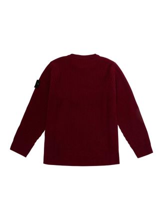 Stone Island Boys Crew Neck Sweater With Red Patch Tops Top