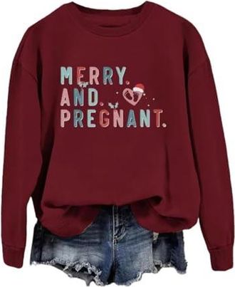 Generic Pull de Noël 2025 pour femme - Pull de Noël amusant et moche - Imprimé graphique festif - Manches longues - Style décontracté - Pour les fêtes de fin 