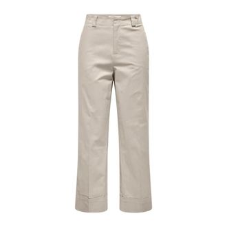 Only Only, Femme, Pantalons, Beige, Taille: 42 FR L32 Pantalon Tailleur Jambe Large