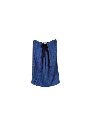 Victoria Beckham Blue linen drawstring waist skirt Size S