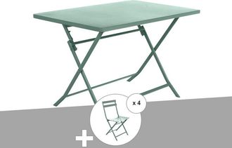 Hesperide Hesperide - Table de jardin rectangle Greensboro 110 x 70 cm Olive avec 4 chaises - Hesp&eacute;ride