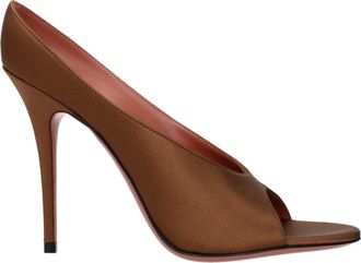 Amina Muaddi Anok Femme D&eacute;collet&eacute; Satin Marron/Moka