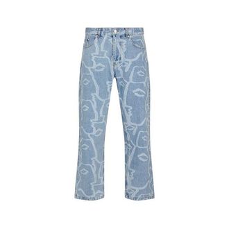 H&eacute;las. Jean boyfriend &agrave; motifs en coton