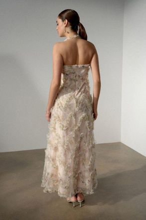 Next Maxikleid Neckholder-Maxikleid mit R&uuml;schen, Kurzgr&ouml;&szlig;e (1-tlg)