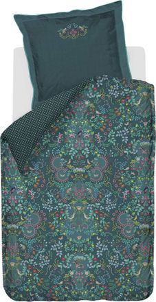 Pip Studio Bettw&auml;sche Forest Findings Gr&uuml;n Blumen Bl&uuml;ten V&ouml;gel Tiere Fr&uuml;chte Wald Perkal, Gr&ouml;&szlig;e:Zusatzkissenbezug 40x80 cm