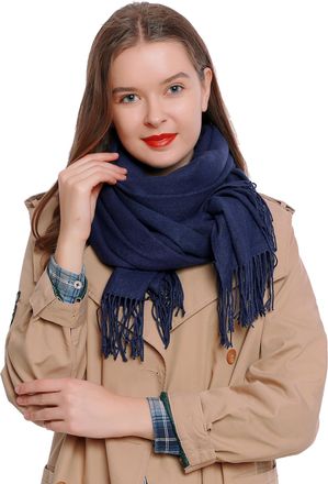 DonDon Schal Damen Winter Wollschal Winterschal warm weich 185 x 65 cm dunkelblau
