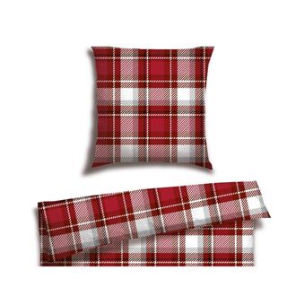 Schiesser Bettw&auml;scheset Metor | Feinbiber | 2-teilig | Kariert | 100 % Baumwolle | Oeko-Tex Made in Green Zertifiziert | Rei&szlig;verschluss | 135x200cm + 80x80cm | 