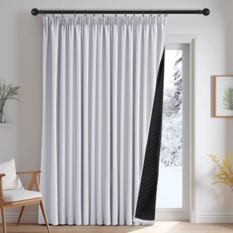 Deconovo Thermovorhang K&auml;lteschutz, Gardinen mit Kr&auml;uselband gegen K&auml;lte, W&auml;rmeisolierend Vorhang Verdunkelung Wohnzimmer, 260 x 140(H&ouml;hexBreite), Silber Grau,