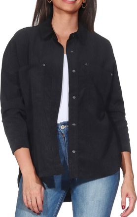 Only Damen Female Hemd Onljanine-Rai Ls Ovs Cord Shacket PNT, Schwarz, XS