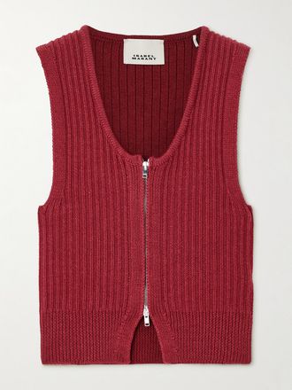 Isabel Marant Cardigan Sans Manches En Laine Côtelée Devima - Rouge