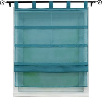 Joyswahl Voile Bistrogardinen Raffrollo mit Schlaufen »Oonagh« Schals Fenster Vorhänge BxH 140x140cm Blau 1er Pack