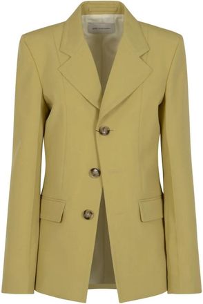 Ami Femme, Vestes, Jaune, Taille: 42 FR New Wool Single Breasted Fitted Jacket