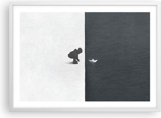 Arttor Wandposter Art Prints 70x50cm Poster Weißrahmen Kind Schwarz Und Weiß Wasser Küche Wanddeko Bild Wand Kunstdruck Deko Wandbilder Dekoration Wohnzimmer