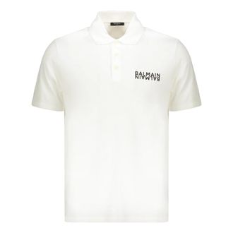 Balmain Kurz&auml;rmeliges Baumwoll-Polohemd - - Tops - Herren - Wei&szlig; - 2XL