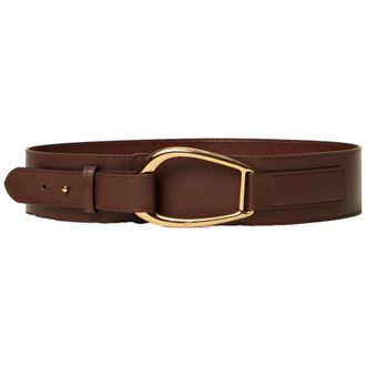 Twinset Ceinture en cuir taille haute avec boucle - unisex - Accessoires - Brun - Taille: S