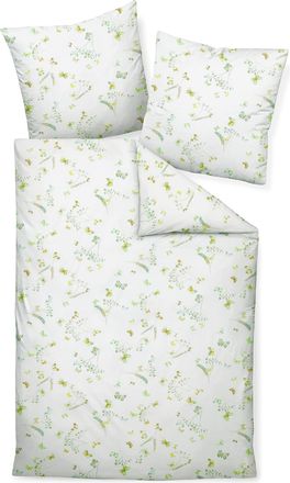 Janine Bettwäsche Seersucker Tango 155x200 + 80x80 cm Limone rauchgrün