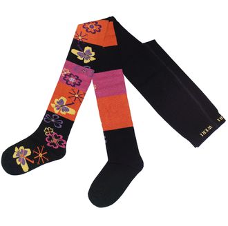 Weri Spezials Damenstrumpfhose Baumwolle - Warm und Modisch - in verschiedenen Muster- und Farbvariationen. (38-40, Schwarz-Henna Schmetterlinge)