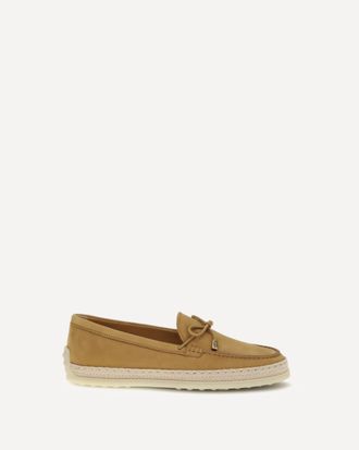 Tod's Suede and raffia Loafers Female 37.5