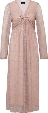 s.Oliver Midikleid Kleid Plissiertes Maxikleid mit Knoten-Detail und Metallic-Effekt
