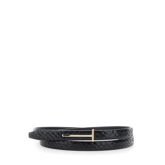 Tom Ford Semi Shiny Printed Python F/C G&uuml;rtel - - Accessories - Damen - Schwarzk - 80 CM