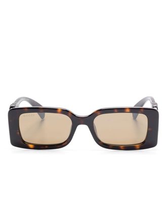Gucci lunettes de soleil &agrave; logo GG - Marron