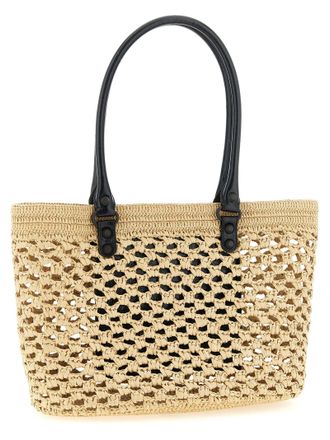 Balenciaga Le City Raffia Shoulder Bag - Neutral