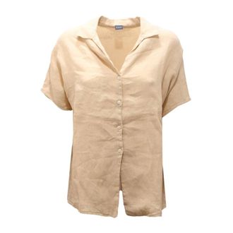 Fay Leinenhemd Kurzarm - - Blouses & Shirts - Damen - Beige - M