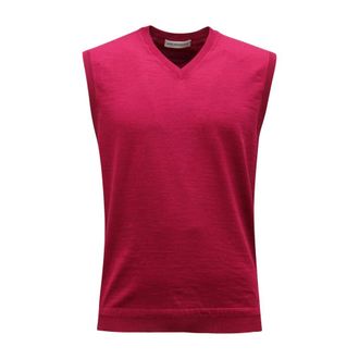 Goes Botanical Model 107 &Auml;rmelloser Wollpullover mit V-Ausschnitt - - Knitwear - Herren - Rosa - M