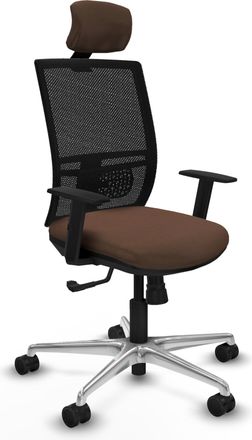 Piqueras y Crespo B&uuml;rostuhl mit 1D-Armen, h&ouml;henverstellbare Lendenwirbelst&uuml;tze und h&ouml;henverstellbares Kopfteil, ausgestattet mit 4 Positionen, Schwarz/Dunkelbraun