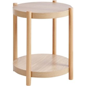 Beliani Table dAppoint Ronde avec &Eacute;tag&egrave;re Design Traditionnel Scandinave MDF Bois Clair Connell