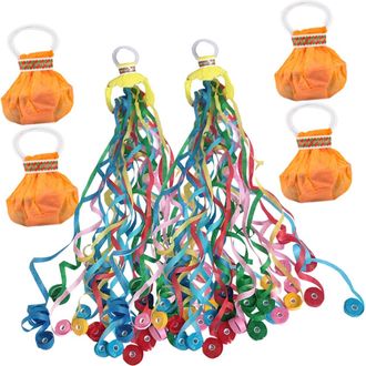 PartyKindom 6 St&uuml;ck Handwerfende B&auml;nder Bunt Oh Party Hochzeit Neonpartei Dekoration Braut Gold Blau Handstreamer Quaste Girlande Schleife Funkeln Geburtstag Verk