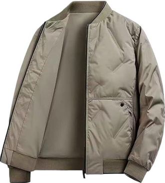 Generic Doudoune l&eacute;g&egrave;re dhiver chaude et matelass&eacute;e pour homme, grande taille, imperm&eacute;able et coupe-vent, veste d&eacute;contract&eacute;e, kaki, 4XL