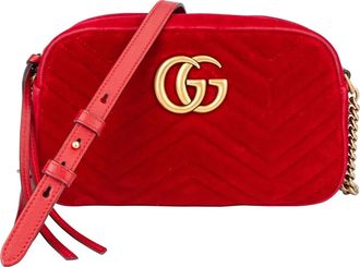 Gucci Crossbody Bags - Gucci Red Velvet GG Marmont Crossbody Bag - Gr. unisize - in Bunt - f&uuml;r Damen