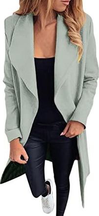 Generic Vestes dhiver pour femmes, trench-coat &agrave; revers mi-long avec ceinture 2026, gris, XXL