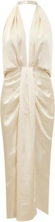 Nineminutes Femme, Robes, Beige, Taille: 36 FR Robe Midi Satin&eacute;e &agrave; Col en V