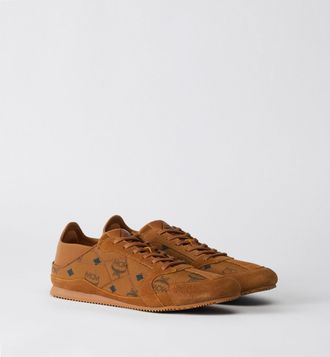 MCM Sneaker Federlite aus Nylon und Veloursleder COGNAC NYLON