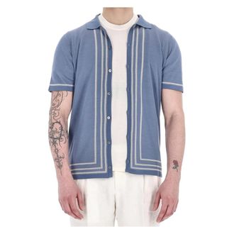 Drumohr Vertikal Gestreiftes Baumwoll-Poloshirt - - Shirts - Herren - Blau - L