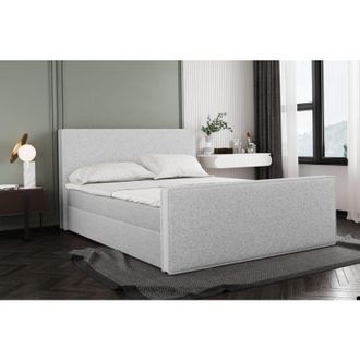 KAISER Boxspringbett mit bettkasten und matratze + topper lila stof Puente Silber 160x200 cm