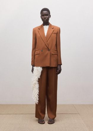 Mango Blazer costume double boutonnage cognac - Femme - XXS - MANGO