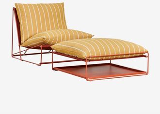 Sklum Amaro Gartenset mit umwandelbarem Sessel und Pouf Honiggelb - Rot Acryl