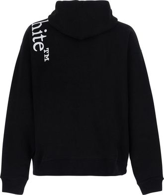 Off-white Logo-Print Cotton Hoodie - Black