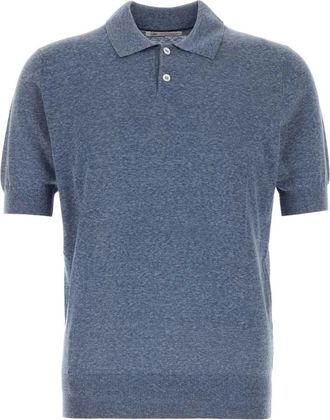 Brunello Cucinelli Homme, Tops, Bleu, Taille: L Polo en maille de lin et coton