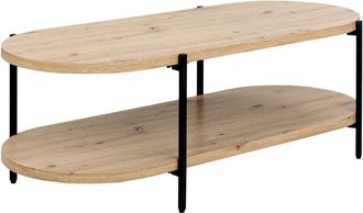 Beliani Beliani - Table Basse Moderne mdf 120 x 50 cm avec Etagère et Pieds en Métal Bois Clair Balinger