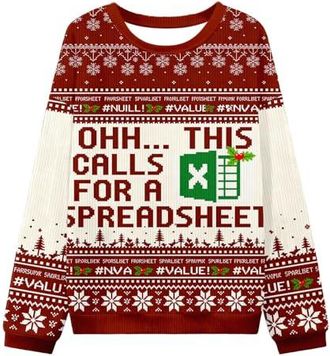 Generic Pull de No&euml;l Femme Homme Th&egrave;me Excel - Pull Dr&ocirc;le de Bureau avec Spreadsheet/Excel Erreur Indications Freak in The Sheets Tenue de No&euml;l Festive Sweat-